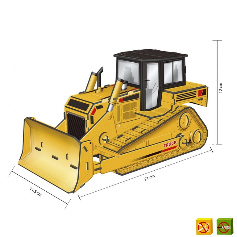 Puzzle 3D Bulldozer 50 piezas (Tamaño montado: 21 x 11 x 12 cms ...
